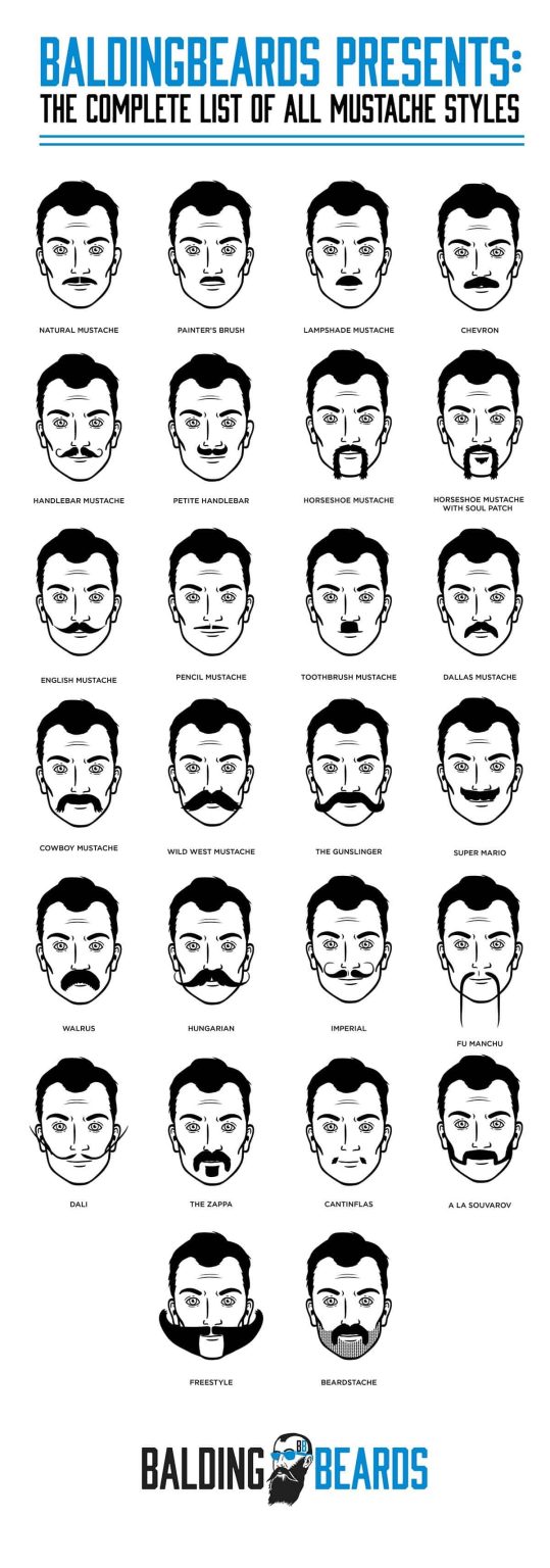 26 Best Mustache Styles for Men to Try | Balding Beards